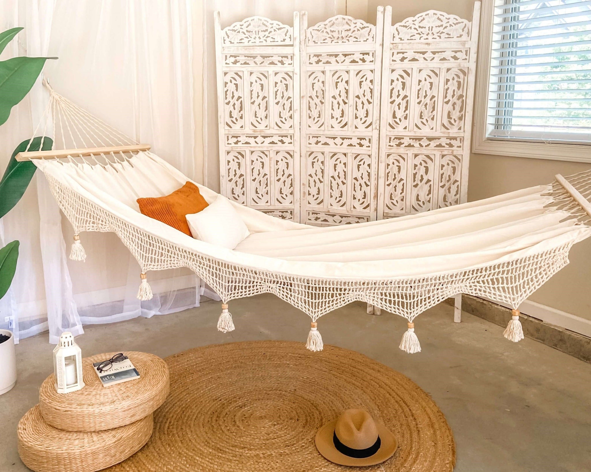 Bohemian Hammock With Wood Spreader Bars | Indoor Bohemian Style ...