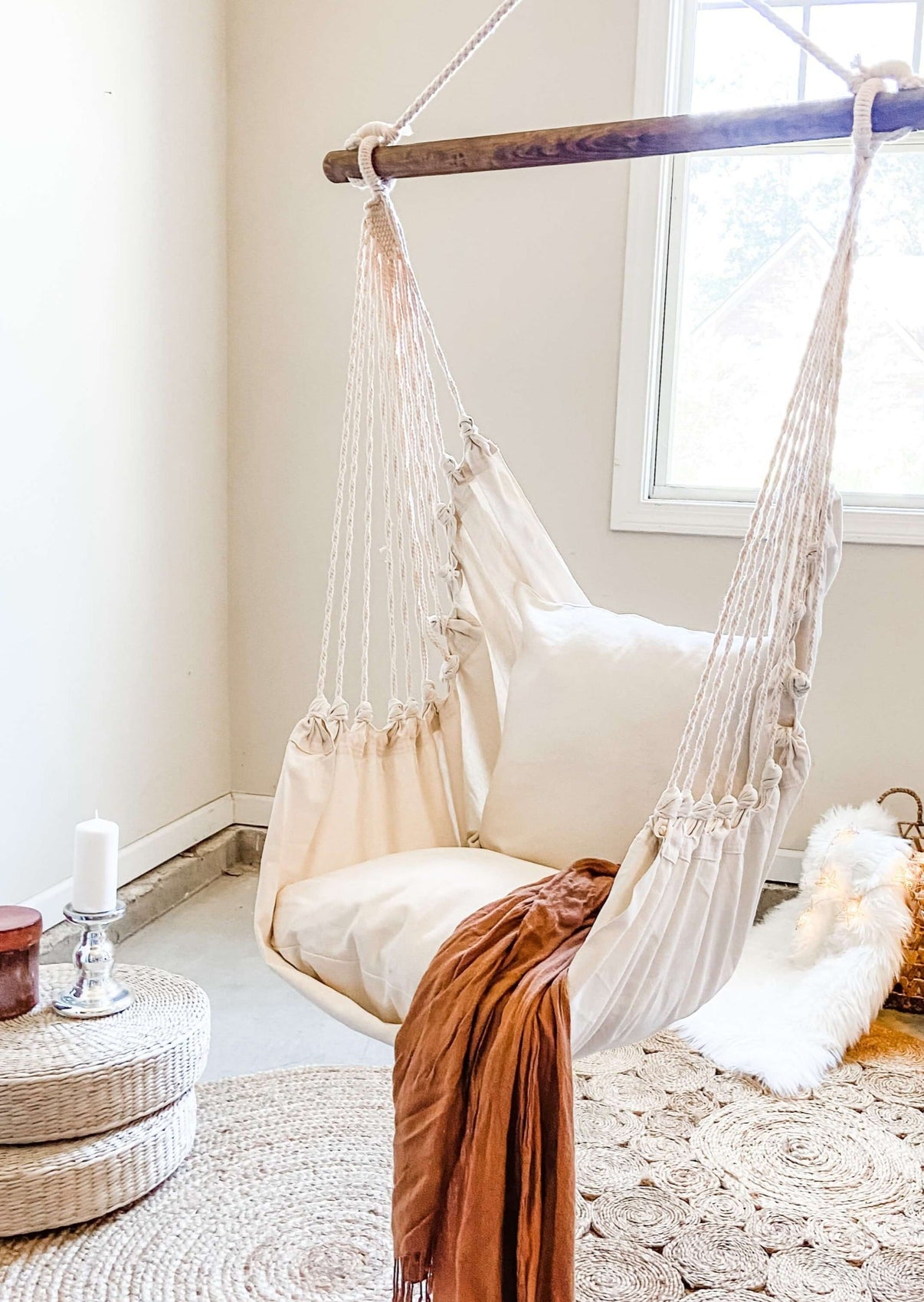 Small White Bedroom Hammock Chair Swing | Indoor Hanging Chair Swing ...